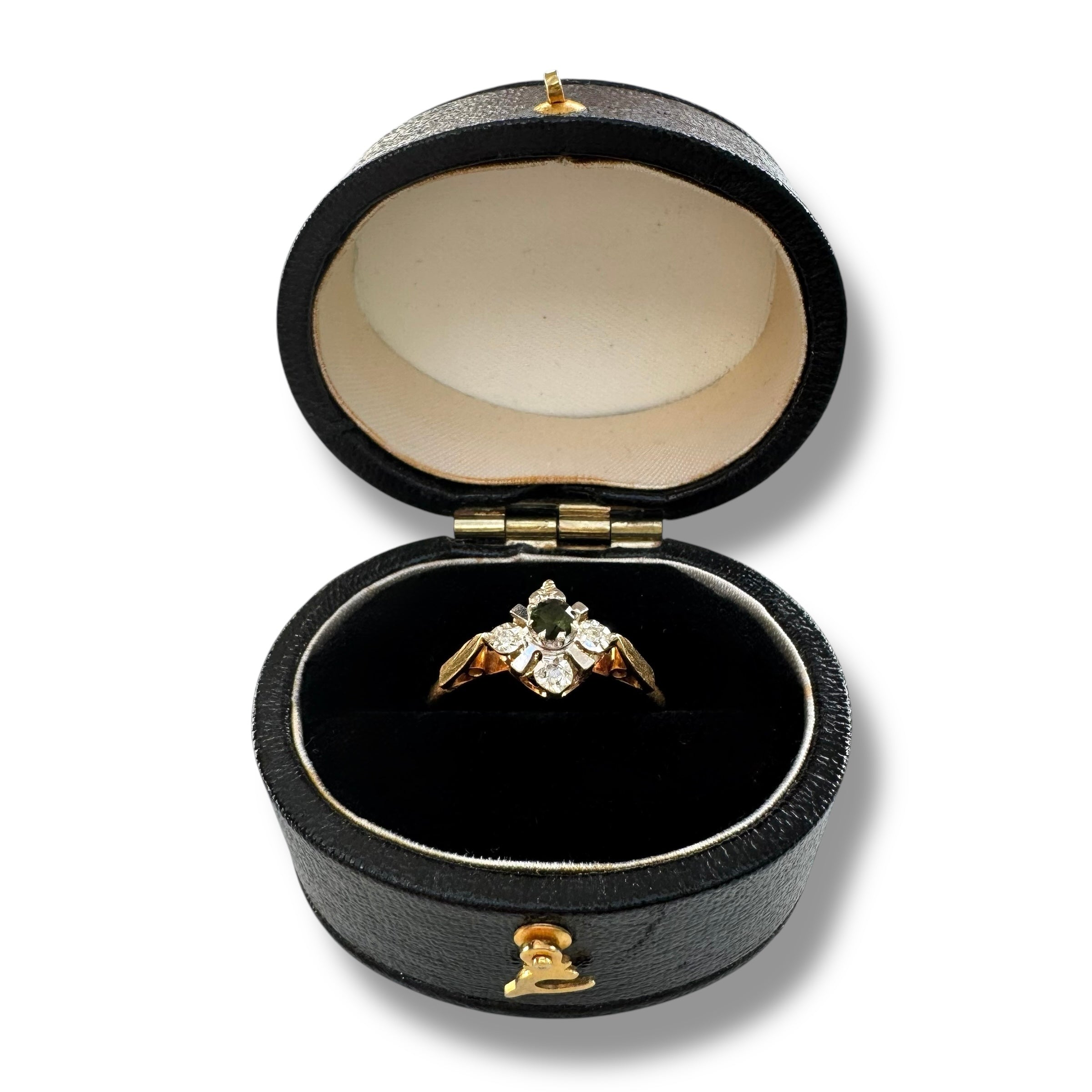 Birmingham 18ct Gold Tourmaline and Illusion-Set Diamond Ring 1971 ...