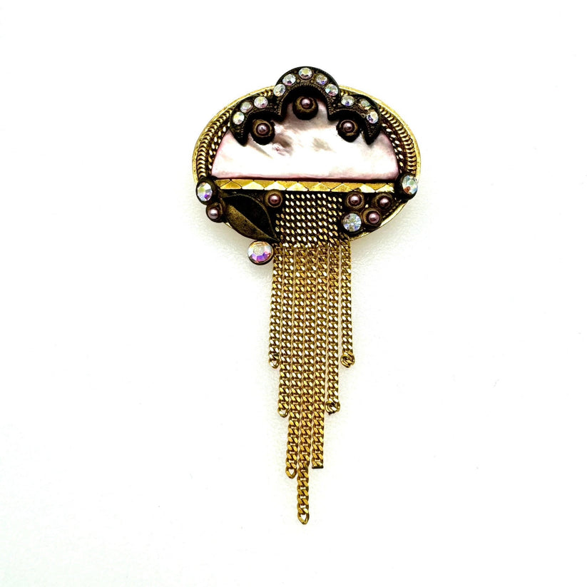 Marena (W.Germany) Hand Made Mother of Pearl and Aurora Borealis Cryst ...