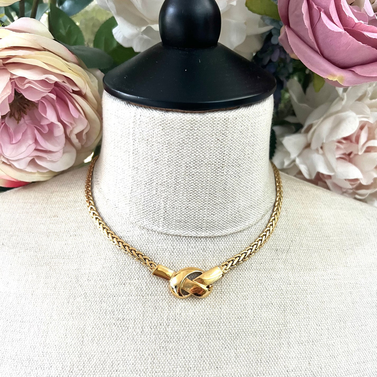 Signed Gold Plated Open Work Love Knot Integral Pendant Necklace ...